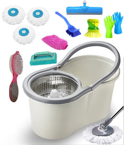 V-MOP Premium Classic Magic Spin Dry Bucket Mop - 360 Degree Self Floor ...
