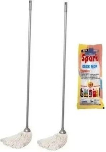 Spark International Deck Mop (Pack of 2) | 100% Pure Cotton | Stainless ...