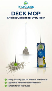 PROCLEAN PROCLEAN ROUND DECK MOP - ADJUSTABLE TELESCOPIC SS PIPE Wet ...