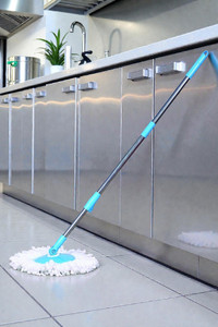 SKYBE 100% Cotton Yarn floor cleaning wet and dry mop Mop Head and Rod ...