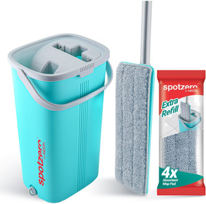 Spotzero by Milton Flat Squeeze Mop with Bucket 5 L, Pocha For Floor ...