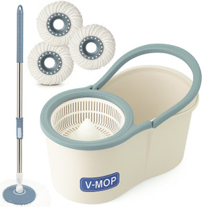 V-MOP Classic Magic Spin Dry Bucket Mop - 360 Degree Self Spin Wringing ...