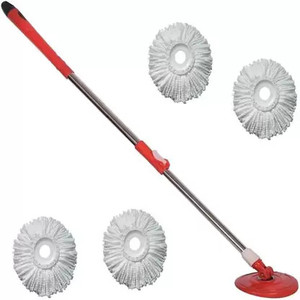 MOPTECH Mop Stick Rod and 4 Refill Stainless Steel Pole spin Mop Rod ...