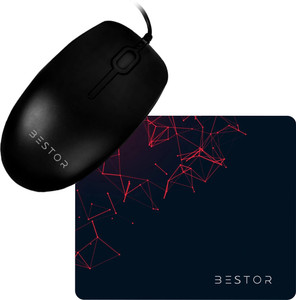 Bestor 2 in 1 combo wired Mouse with Gaming Mouse Mat Non-Slip Rubber ...