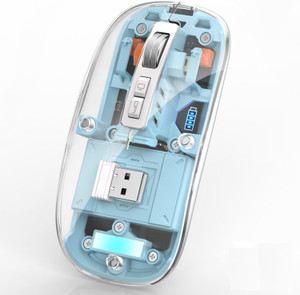 ELECTRO WOLF Transparent Silent Click Tri-Mode Wireless (Dual BT5.1+2 ...