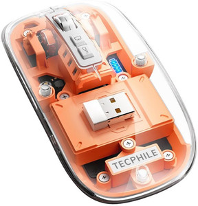 TECPHILE Transparent Bluetooth Wireless Mouse Three Mode (BT1+ BT2+ 2 ...