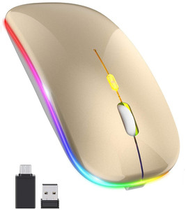 MARS Wireless Optical Mouse RGB GOLD Silent Buttons, 2.4 GHz with USB 3 ...