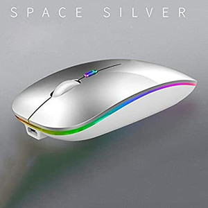 Dezful Lighting Mouse Silver Wireless Optical Mouse with Bluetooth ...