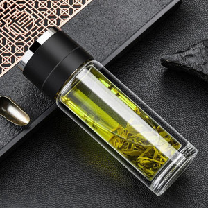 Bhaguji Double Wall Glass Tea Filter Quick Open Lid One-handed Snap ...