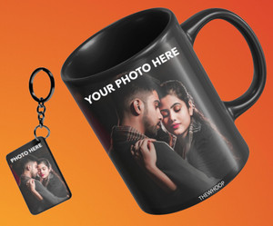 TheWhoop Personalized Combo of Black and Keychain for Gift Ceramic ...