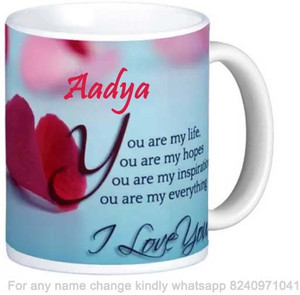 Exoctic Silver Romantic Gift for Aadya Love theme Message Ceramic ...