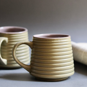 Weaving Homes Handmade Ceramic Army Green & Grey Coffee (Set of 2 ...