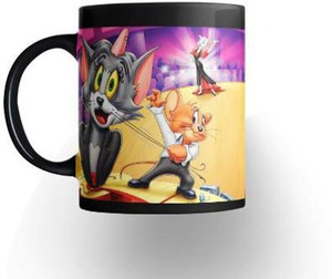 CHARMING Tom & Jerry RT27 Cartoon Printed 11 oz Black Ceramic Coffee ...