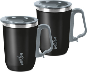 MILTON Neptune Set of 2 Stainless Steel With Lid, 315 ml Each, Black ...