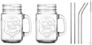 Save Ice Cold Mason Jars with Stainless Steel Straws and Cleaning Brush ...