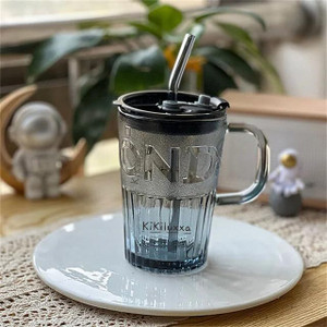 Maira Trading Glass Sipper with Lid & Straw Kids and Adult Fruit Juice ...