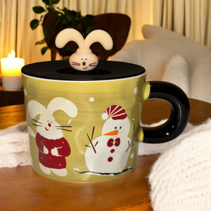 Ayethic Radiant Rabbit Ceramic Coffee With Lid | Cute bunny mug | Gift ...
