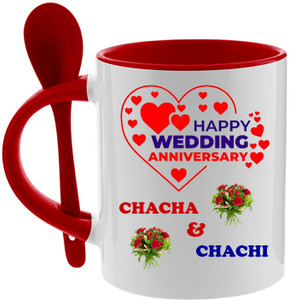 printsbea Printed Happy Wedding Anniversary CHACHA & CHACHI Quotes Red ...