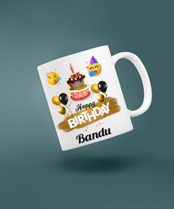 badri creations Happy Birthday Bandu Super white Coffee Ceramic Coffee ...