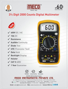 HTY Meco 3½ Digit 2000 Counts Digital Multimeter (Model : DMM 830L ...