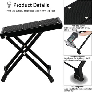 KH Guitar Foot Stool 5 Adjustable Height Folding Foot Rest Made of ...