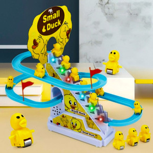 Stravos Duck Slide Toy Set, Automatic Stair-Climbing Race Track Set ...