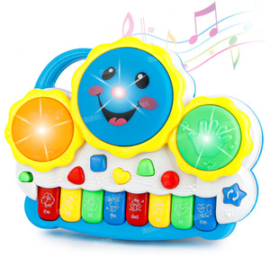 FIDDLERZ Drum Keyboard Musical Piano for Kids with Flashing Lights ...