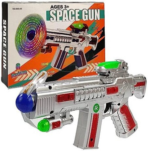 UPSARG Gun Toy With LED Matrix Flashing Rotating Fan, Musical Battery ...