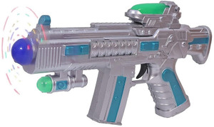 Myhoodwink Musical Space Gun Toy with LED Matrix Flashing Rotating Fan ...