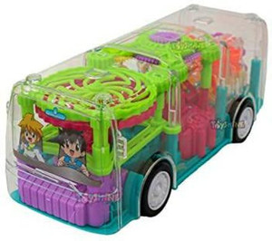 nilkanth Gear Bus Toy 360 Degree Rotating Transparent Bus with 3D Light ...