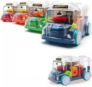 Amaflip Transparent Mini School Bus Toy Gear Concept Minibus Toy ...