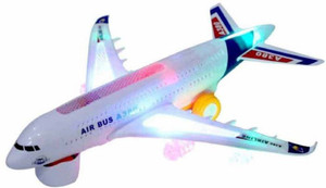 Toyvala Musical AeroPlane Airbus Bump & Go Action Toy with Sound ...