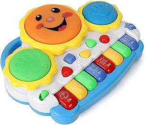 DDTOYS Drum Keyboard Musical Piano with Flashing Lights, Animal Sounds ...