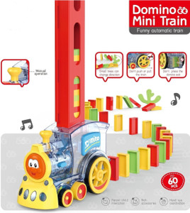 Aenox Domino Funny Train 60 PC Blocks Automatic Blocks Laying Toy Train ...
