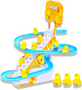 SABIRAT Duck Slide Toy Set, Automatic Stair-Climbing Race Track Set ...