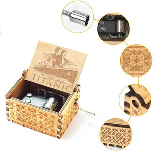Store2508 Wooden Vintage Hand Cranked Music Box – Titanic Theme Music ...