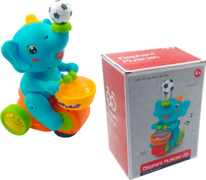 PSYPHY Cute Elephant Musician Toy with Dazzling Light & Music ...