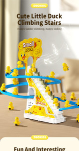 Dorytoys Duck Slide Toy Set, Automatic Stair-Climbing Race Track Set ...