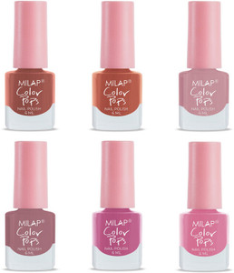 MILAP Color Pops Nail Paint Combo 6 pc Higly Pigmented,Quick Drying ...