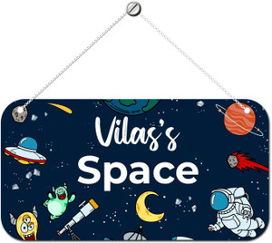 ARTBUG Wooden Space Theme Vilas Name Door Sign, Wall Hanging for Kids ...