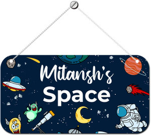 ARTBUG Wooden Space Theme Mitansh Name Door Sign, Wall Hanging for Kids ...