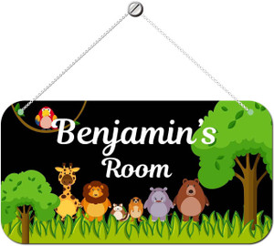 Ashvah Wooden Benjamin Door Sign Kids Room Name Plate Price in India ...