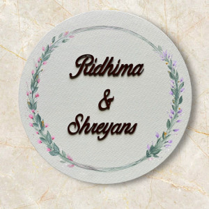 Splash Wool Customised Wedding Name Plaque, Round Floral Design with ...