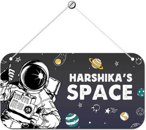 ARTBUG Wooden Astronaut Space Theme Harshika Name Door Sign, Wall ...