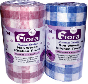 fiora Non Woven Reusable Kitchen Towel Roll|80 Sheets in Each Roll Pack ...