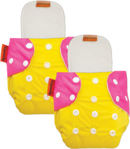 Wagwanfly 2 Baby Cloth Diapers Yellow & Pink Washable Reusable Diaper 2 ...