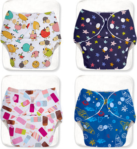 Superbottoms BASIC - PACK OF 4 Certified Soft Fleece Lined Diaper with ...