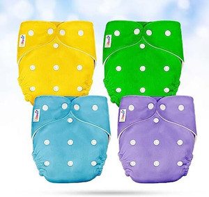 Nixu Pack Of 4 Reusable Cloth Diapers Washable, Adjustable Size with ...