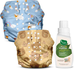 Mother Sparsh Nappers Pack of 2 Cloth Diaper+Soaker Pad With Baby ...