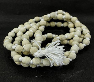 DEVAMA THE DIVINE White Neem Beads Japa Mala Emerald Wood Chain Price ...